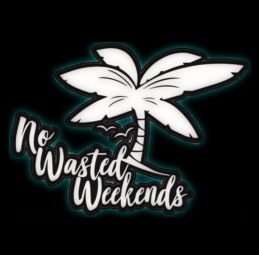 No Wasted Weekends A4 size SUPER STICKER (White logo / black outline ...
